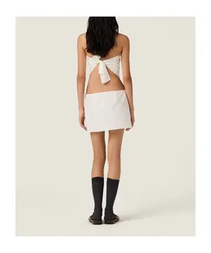 Miu Miu Embroidered Slubbed Canvas Bandana Top