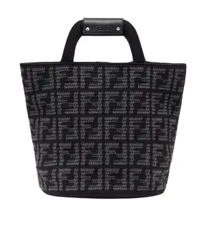 Fendi Ff Monogrammed Cashmere Shopping Bag - Black