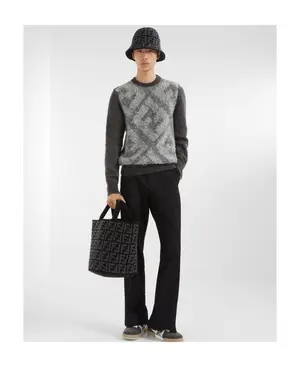 Fendi Ff Monogrammed Cashmere Shopping Bag