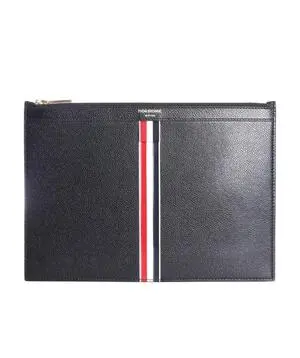 Thom Browne Vertical Intarsia Stripe Tablet Case - Black