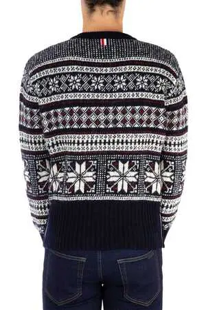 Thom Browne Mohair Diagonal Striped Pullover With Fair Isle Pattern
