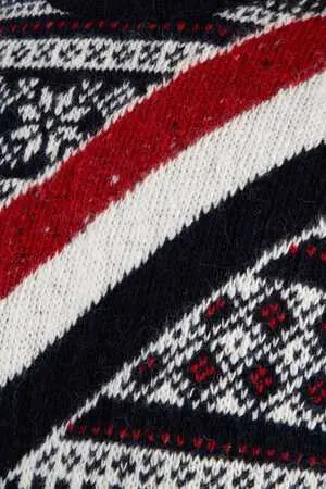 Thom Browne Mohair Diagonal Striped Pullover With Fair Isle Pattern