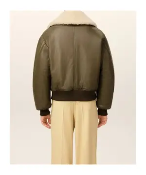 Ami Cropped Zip-up Shearling Collar Jacket