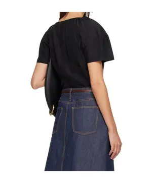 Tory Burch Smocked Neck Top With Cap Sleeves