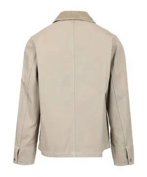 Burberry Motif Embroidered Press Stud Shirt Jacket