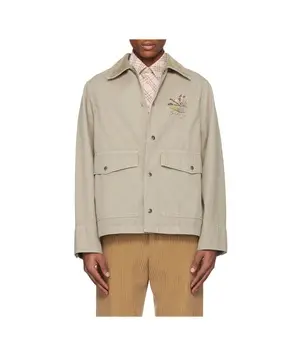 Burberry Motif Embroidered Press Stud Shirt Jacket