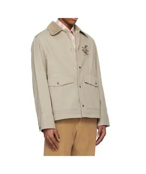 Burberry Motif Embroidered Press Stud Shirt Jacket