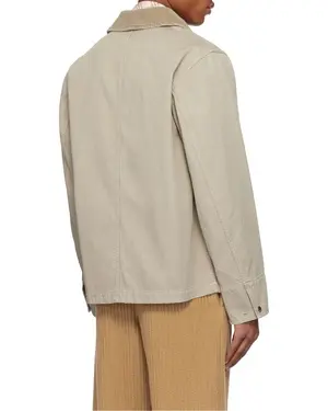 Burberry Motif Embroidered Press Stud Shirt Jacket