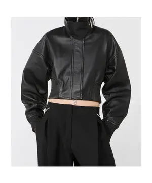 Sportmax High-neck Zipped Leather Bomber Jacket