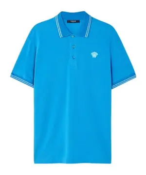 Versace Medusa-embroidered Short-sleeved Polo Shirt