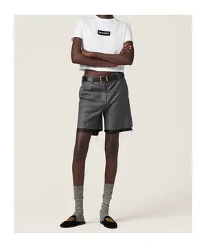 Miu Miu Embroidered Logo Jersey T-shirt