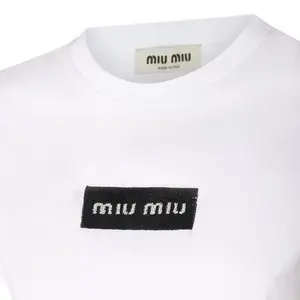 Miu Miu Embroidered Logo Jersey T-shirt