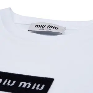 Miu Miu Embroidered Logo Jersey T-shirt