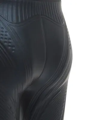 MUGLER High-waisted Glossy Embossed Motorcycle Pants
