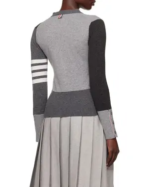 Thom Browne Color-blocked V-neck Cardigan - Grey