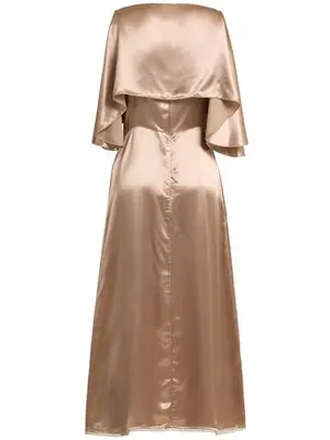 Fabiana Filippi Two-piece Satin Midi Dress With Detachable Cape