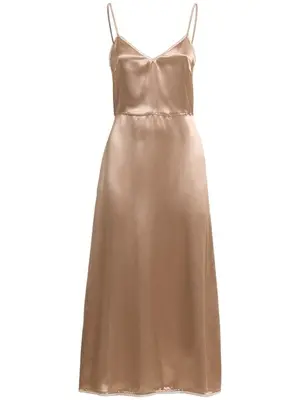Fabiana Filippi Two-piece Satin Midi Dress With Detachable Cape