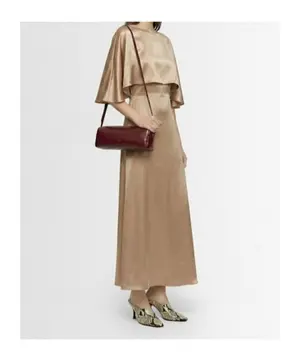 Fabiana Filippi Two-piece Satin Midi Dress With Detachable Cape