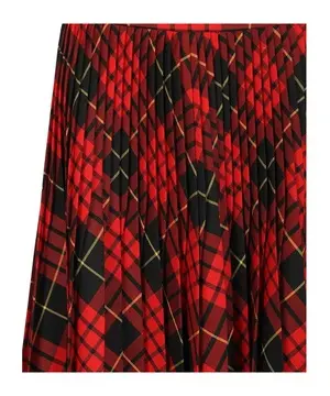 Alexander McQueen Tartan Asymmetric Pleated Skirt