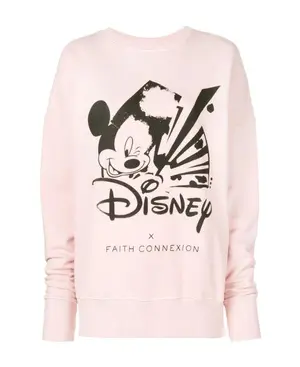 Faith Connexion X Disney Printed Round Neck Long Sleeve Sweater - Pink