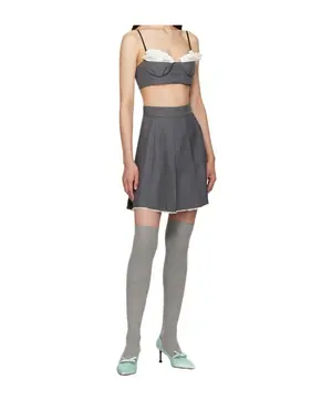 SHUSHU/TONG Pleated Twill Mini Skirt