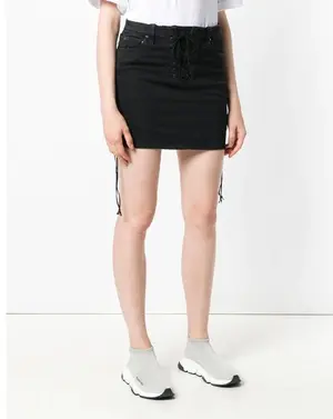 BEN TAVERNITI UNRAVEL PROJECT Lace-up Denim Skirt