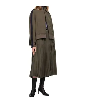 Sacai Zip-up Jacket With Pleated Back