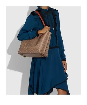 COACH Logo Pattern Shoulder Bag - Tan Rust