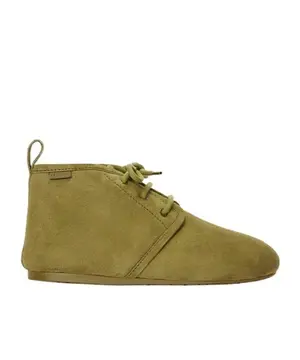 Loewe Suede And Shearling Lace-up Booties - Olive