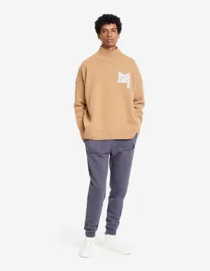 Maison Kitsuné High-necked Wool Pullover With Inlaid Logo
