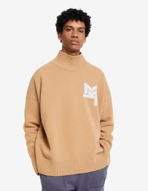Maison Kitsuné High-necked Wool Pullover With Inlaid Logo