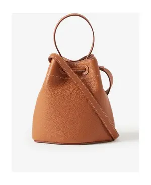 Burberry Tb Monogram Plaque Drawstring Bucket Bag - Brown