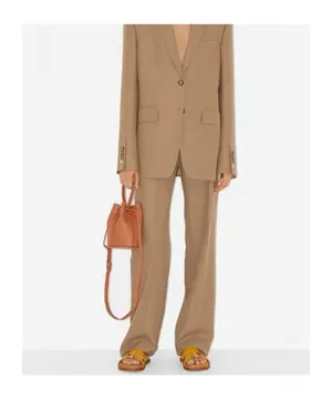 Burberry Tb Monogram Plaque Drawstring Bucket Bag - Brown