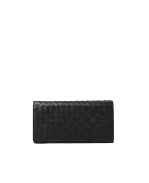 Bottega Veneta Logo Knitted Folding Wallet - Black