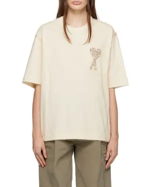 AMI Paris Crystal De Coeur-embroidery T-shirt
