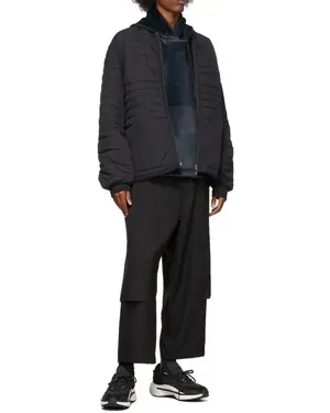 Y3 Tonal Logo Print Velvet Hoodie