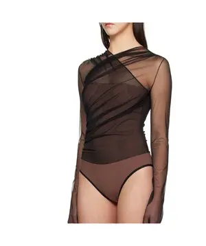 NENSI DOJAKA Rene Tulle Bodysuit With Front Ruffles