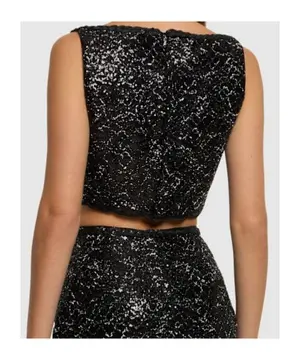 Giambattista Valli Sequined Tweed Crop Top