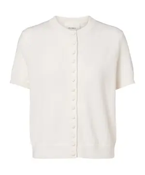 LISA YANG Short-sleeved Knitted Cardigan - White