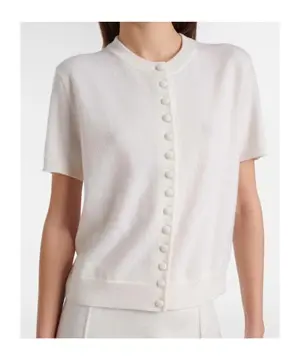 LISA YANG Short-sleeved Knitted Cardigan - White