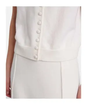LISA YANG Short-sleeved Knitted Cardigan - White