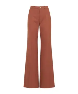 Chloé Cotton Canvas High Waist Trousers - Brown