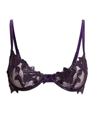 FLEUR DU MAL Lily Embroidery Underwired Demi Bra - Black