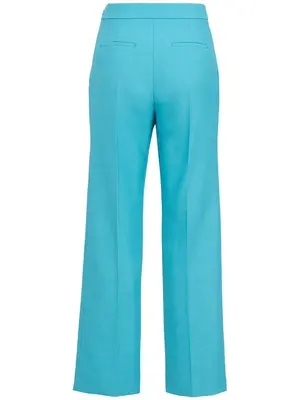 Chloé Wool Crepe Straight Leg Trousers - Green