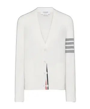 Thom Browne Four-bar Merino Wool Cardigan - White