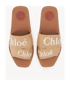 Chloé Woody Flat Mules - Nude