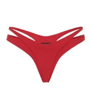 MUGLER Strappy Cut Out Bikini Bottoms - Red
