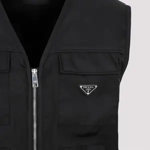 Prada Logo Plaque Zip-up Gilet