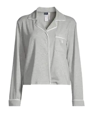 Ralph Lauren Long Sleeve Shirt And Elastic Waist Trousers Set - Gray
