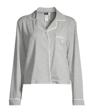 Ralph Lauren Long Sleeve Shirt And Elastic Waist Trousers Set - Gray